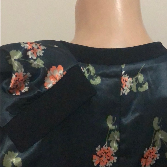 JustFab | Jackets & Coats | Nwt Navy Flowered Satin Bomber Jacket ...